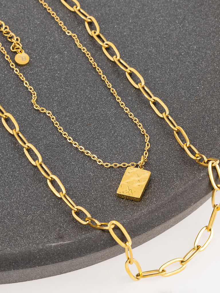 Burnt Studios | Active Jewellery | Stacked Necklace with Paperclip & Charm